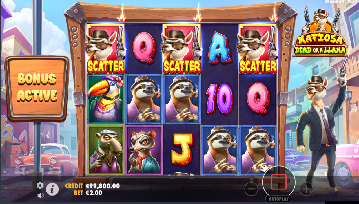 Mafiosa Dead or a Llama Slot by Pragmatic Play- Big Real Bonus